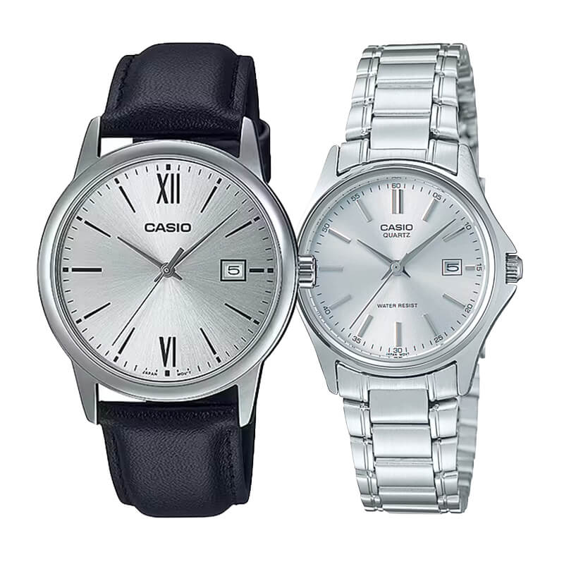 Pack Casio Enamorados – Match Plateado Clásico – La Relojería.cl